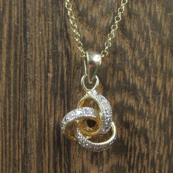 Jewelry | 18 Sterling Silver Gold Plated Abstract Diamond Chip Necklace ...